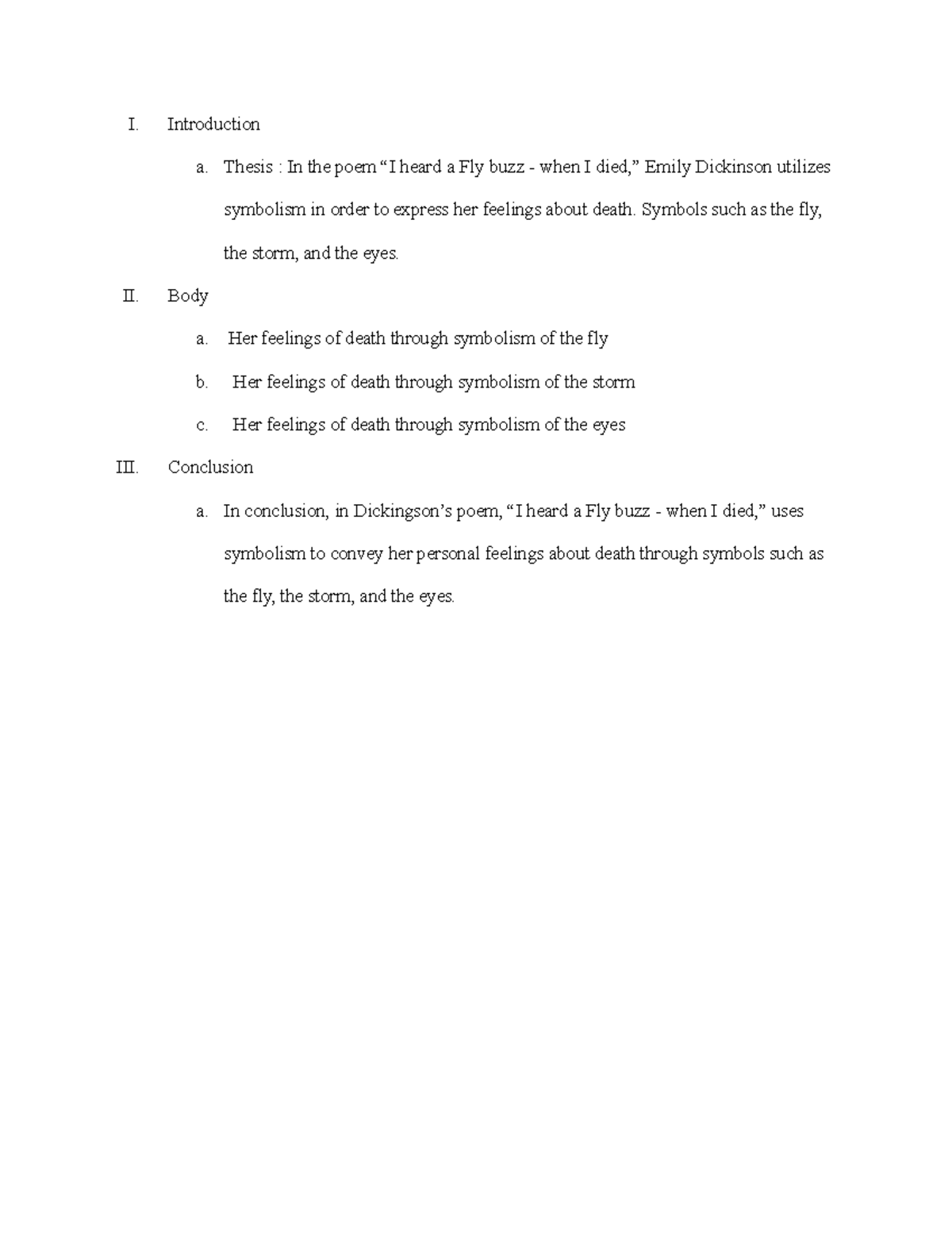 Poetry essay enc - towson university - I. Introduction a. Thesis : In ...