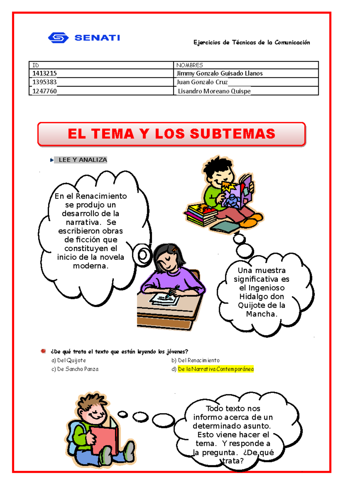 Tema y sub temas 2 - EL TEMA Y LOS SUBTEMASEL TEMA Y LOS SUBTEMAS ...