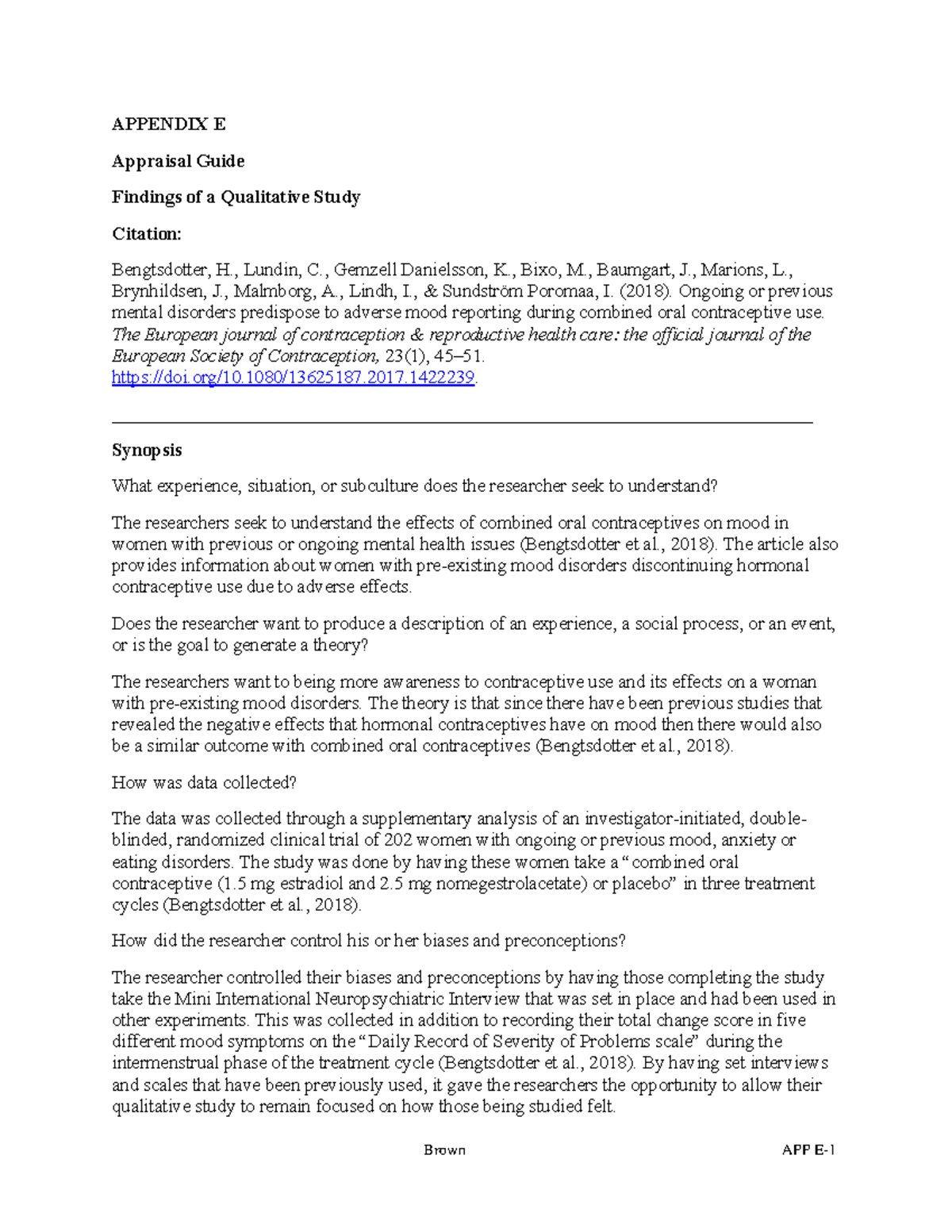 Qualitative Review - Brown APP E- APPENDIX E Appraisal Guide Findings ...
