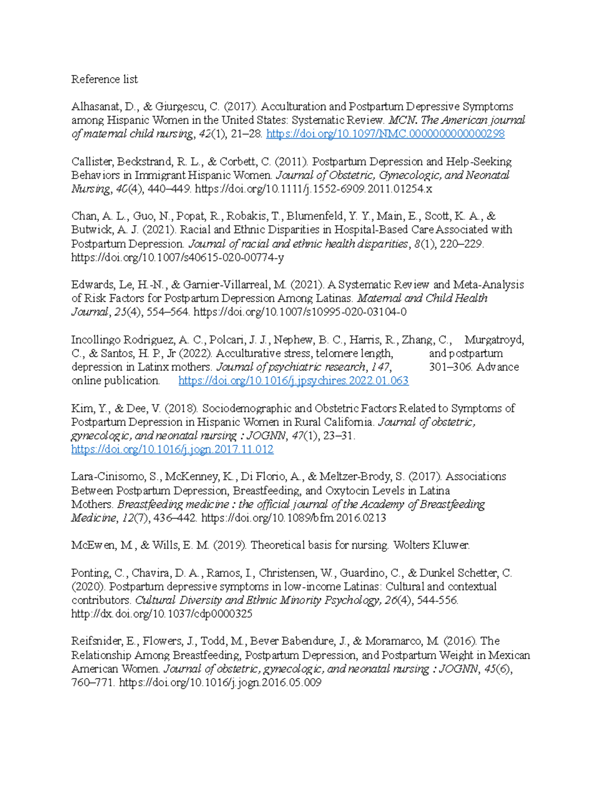 Reference list - Essay sources and materials - Reference list Alhasanat ...
