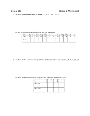 Practice final - Math 130 Name: Practice Final Discussion: You have 90 ...