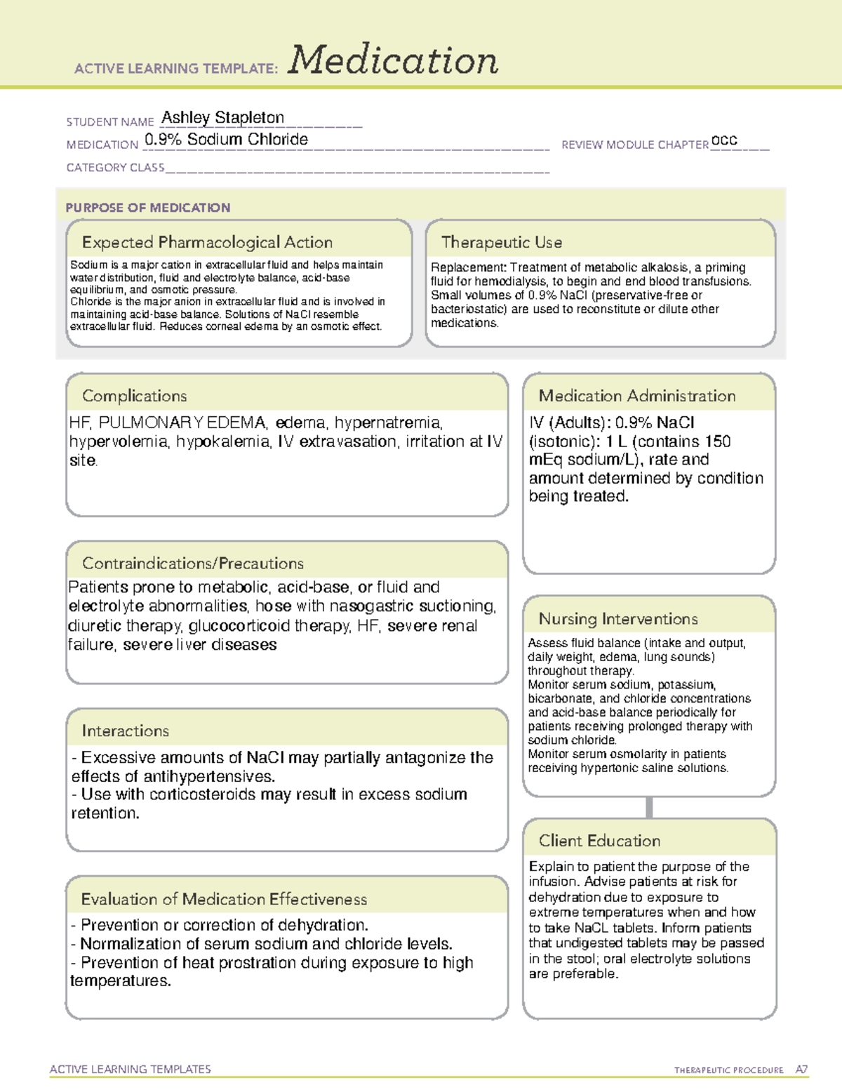 Normal saline med temp - lab - ACTIVE LEARNING TEMPLATES TherapeuTic ...