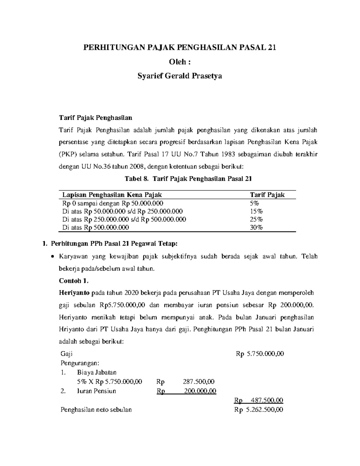 Perbaikan Perhitungan Pajak Penghasilan Pasal 21 - PERHITUNGAN PAJAK ...