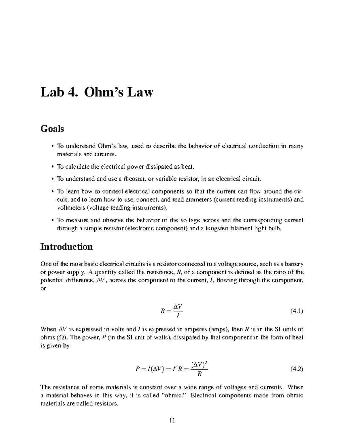 102-Ohm’s-Law - it's a nice document - Lab 4. Ohm’s Law Goals To ...