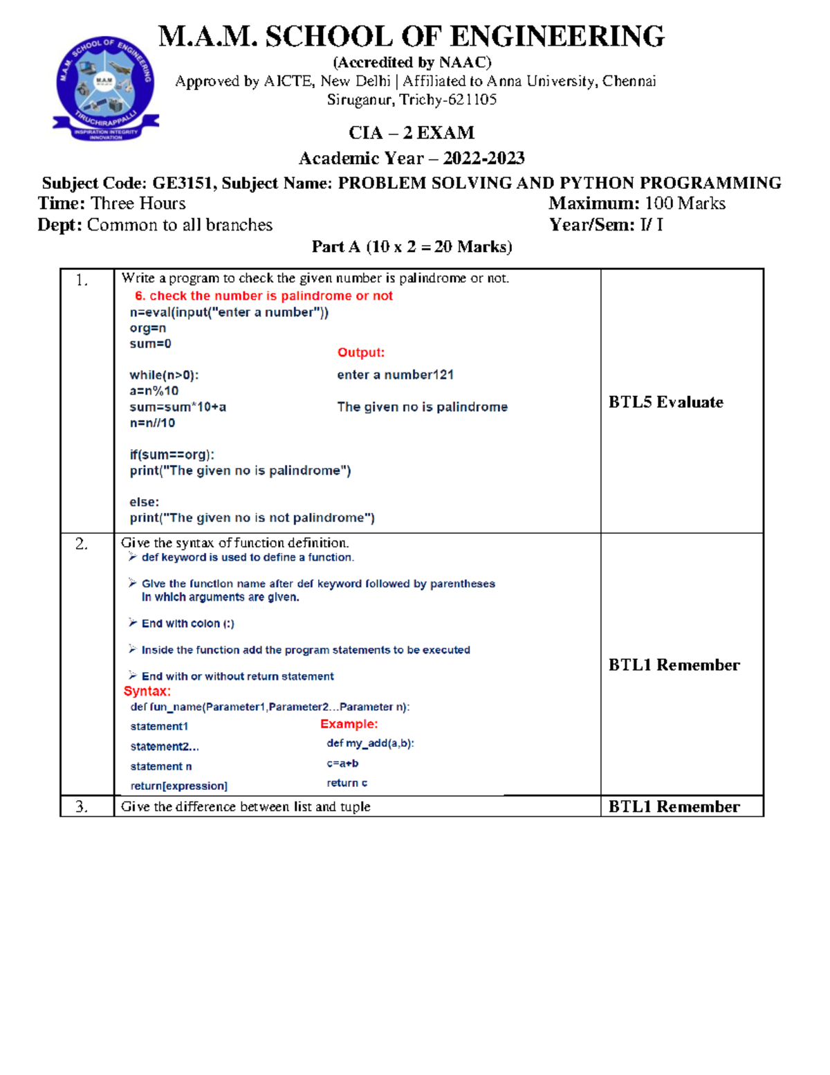 CIA 2 - GE3151 PSPP DEC 2022 CSE - M.A. SCHOOL OF ENGINEERING ...