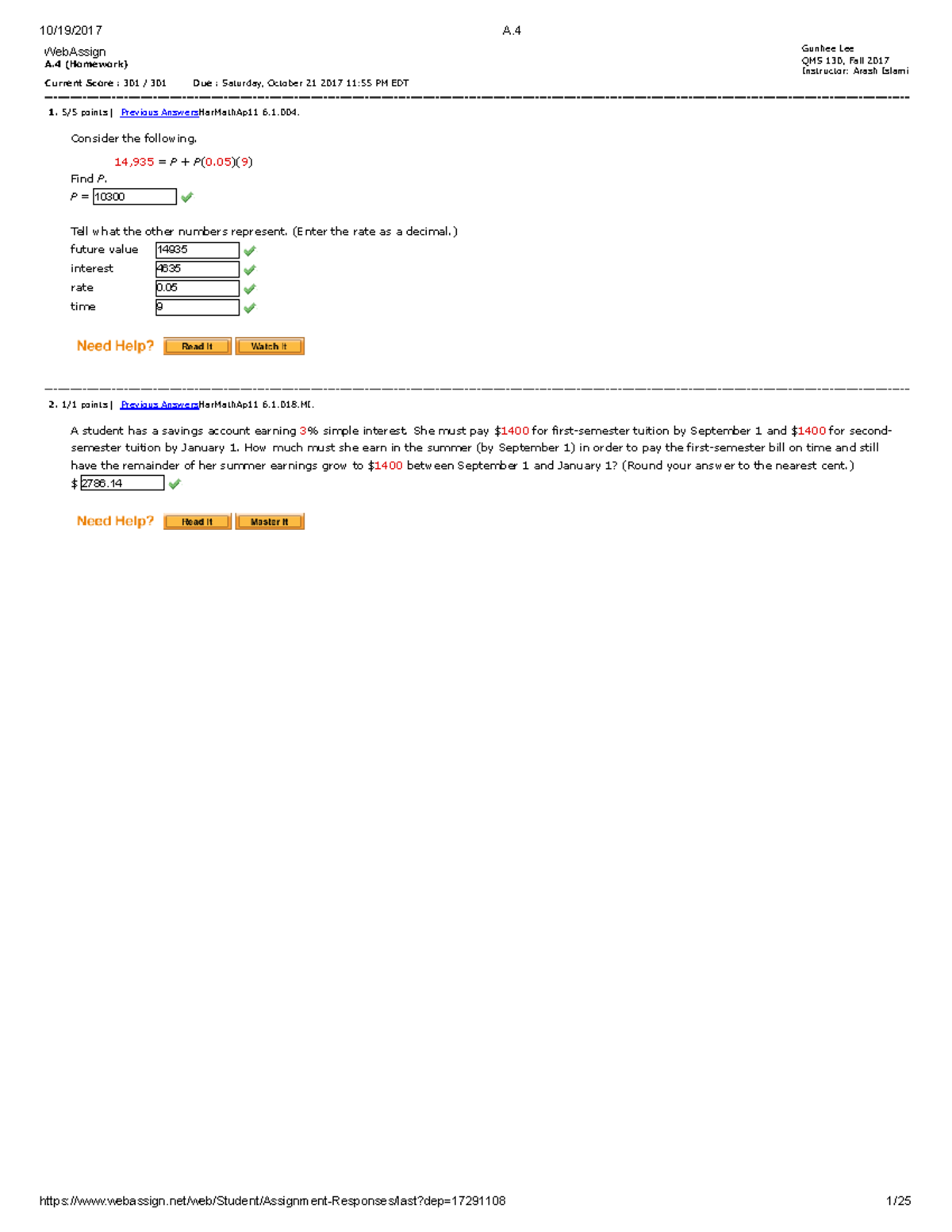 A4 - assignment 4 - 10/19/2017 A Gunhee Lee QMS 130, Fall 2017 ...