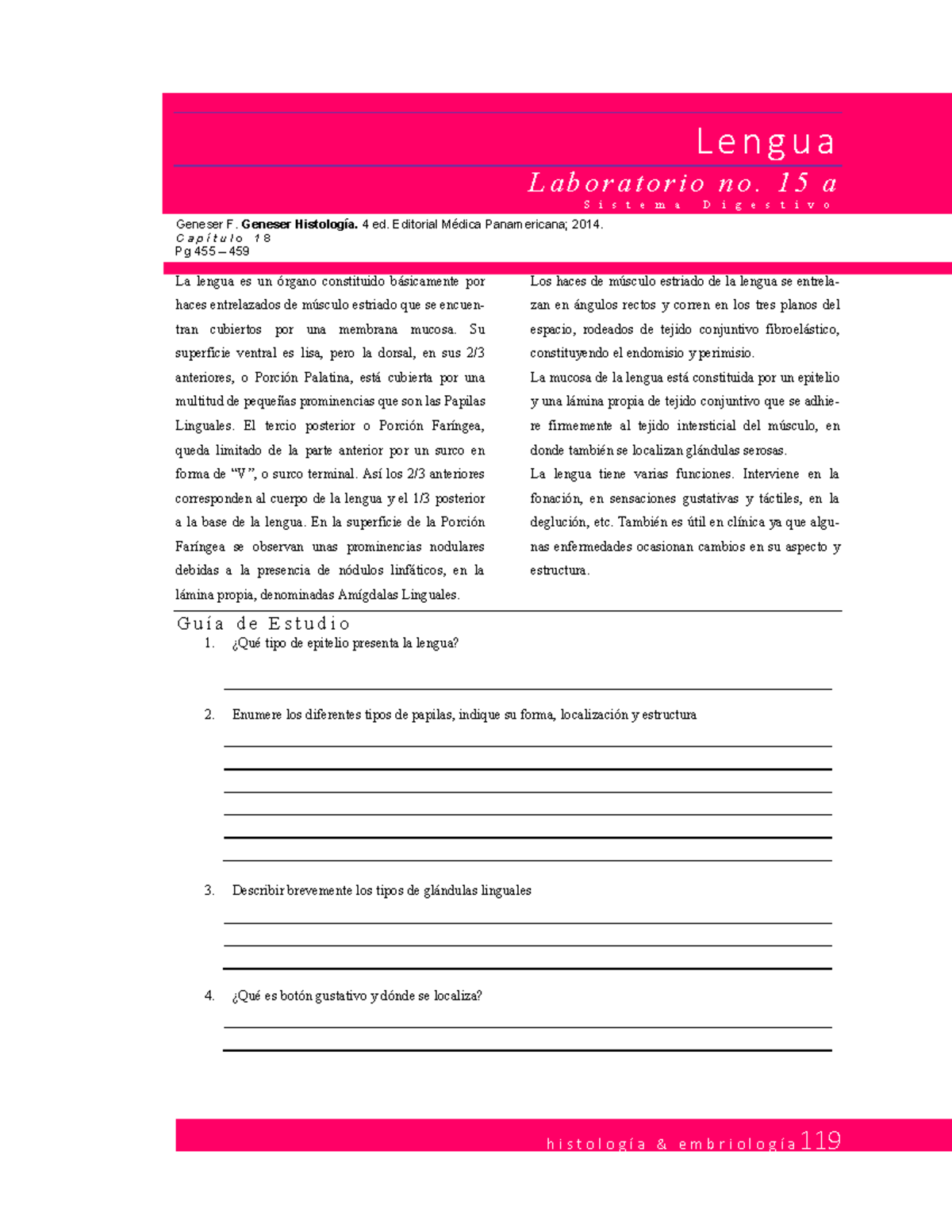 LENGUA Y GLANDULA SALIVAL - Warning: TT: undefined function: 32 Lengua L a b o r a t o r i o n o ...