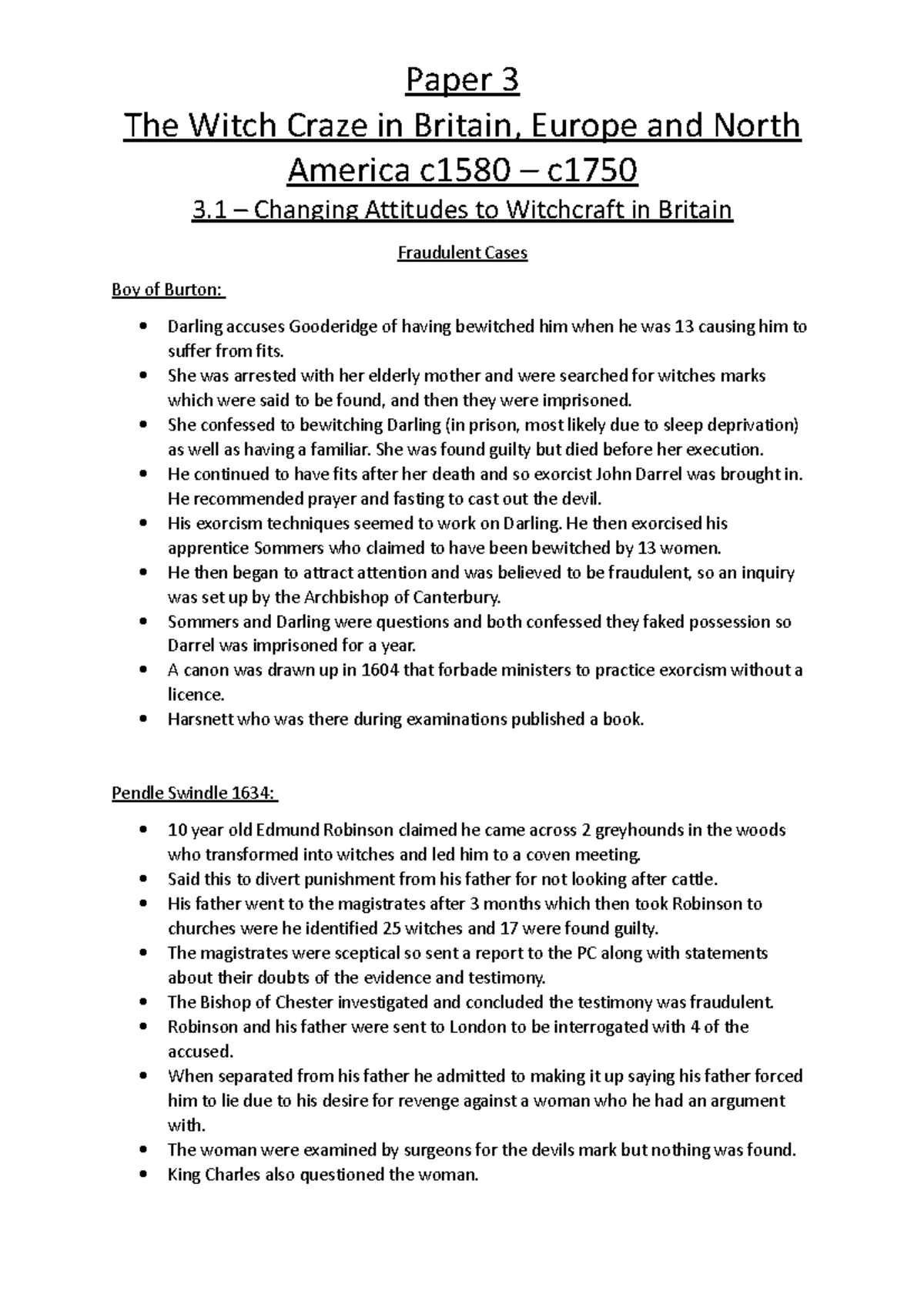 Witchcraft - Bredth Theme 1 - Paper 3 The Witch Craze in Britain ...