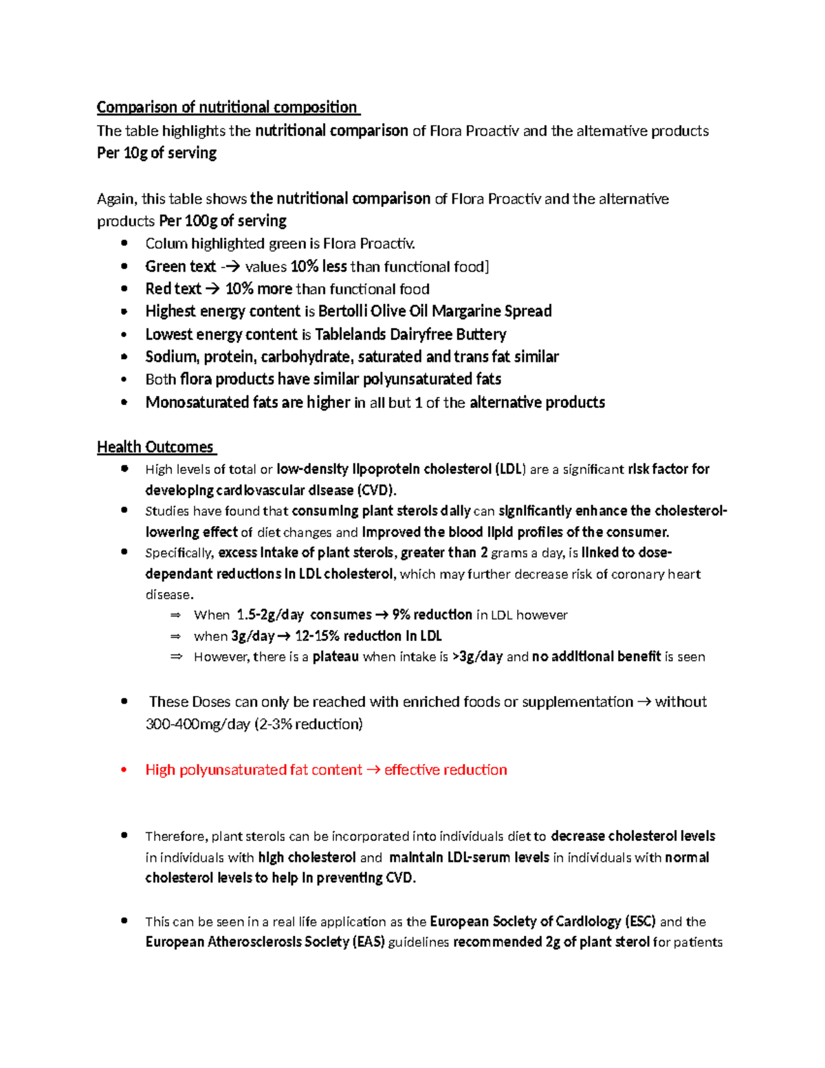Functional foods presentation speaker notes - Comparison of nutritional ...
