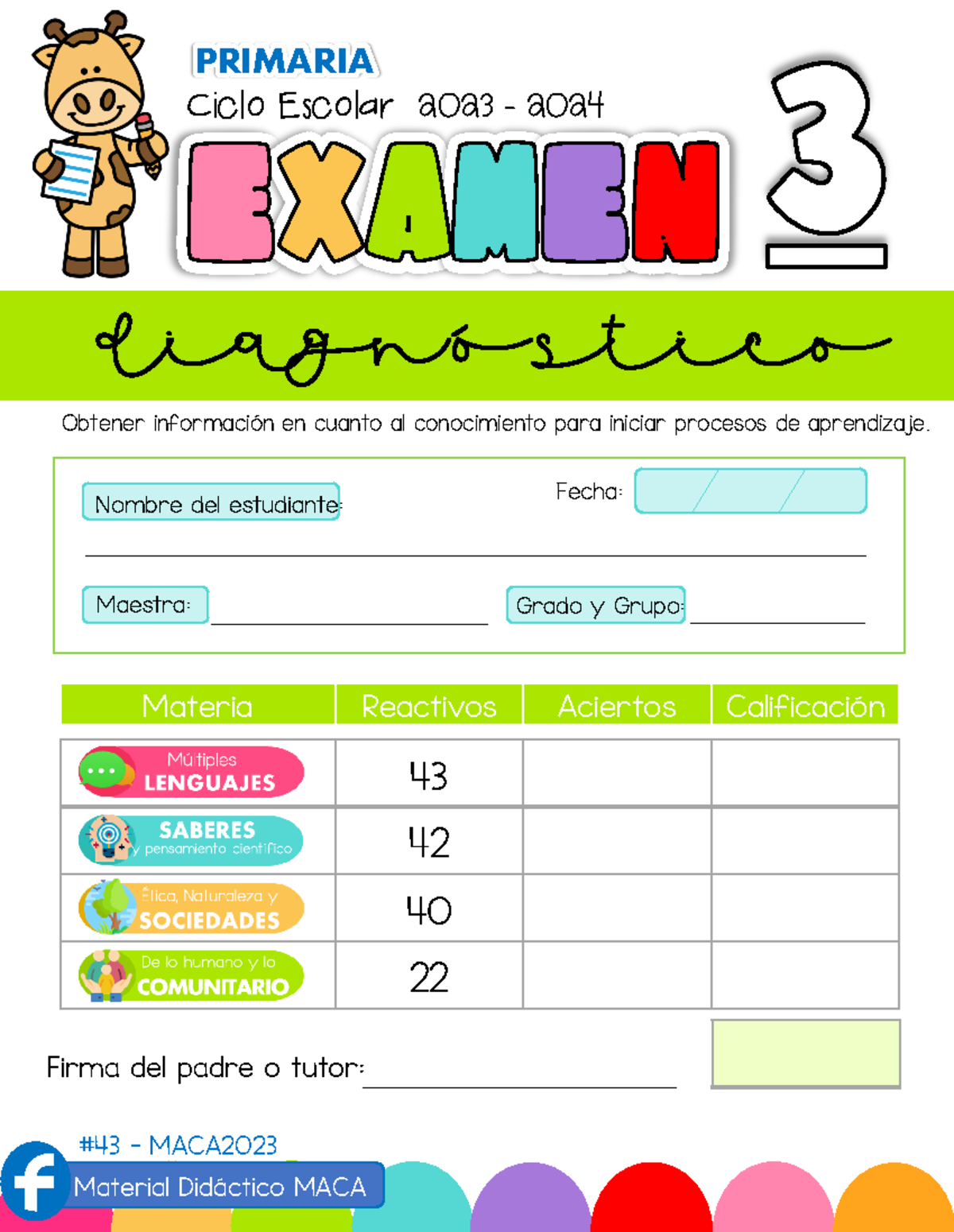 Examen Diagnostico Tercer Grado Ciclo Escolar 2023 2024 3
