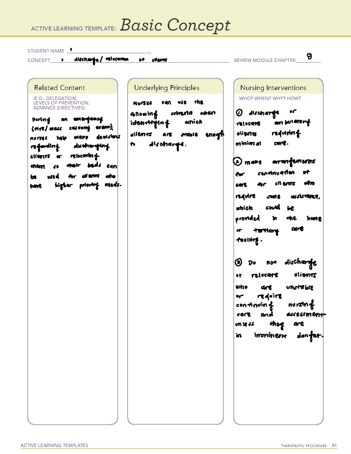 Handwritten Active Learning Templates - Basic Concept STUDENT NAME ...