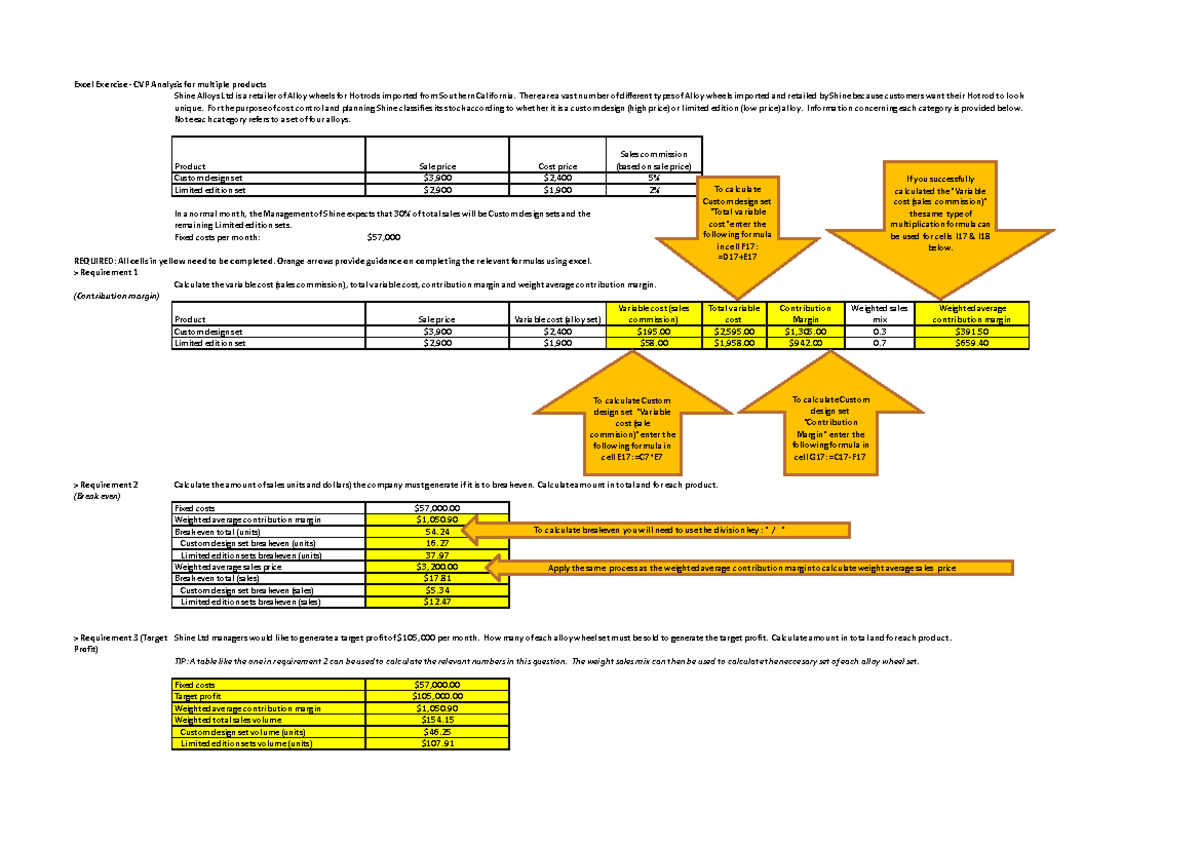 CVP Excel exercise 1 - Warning: TT: undefined function: 32 Excel Exercise - CVP Analysis for ...