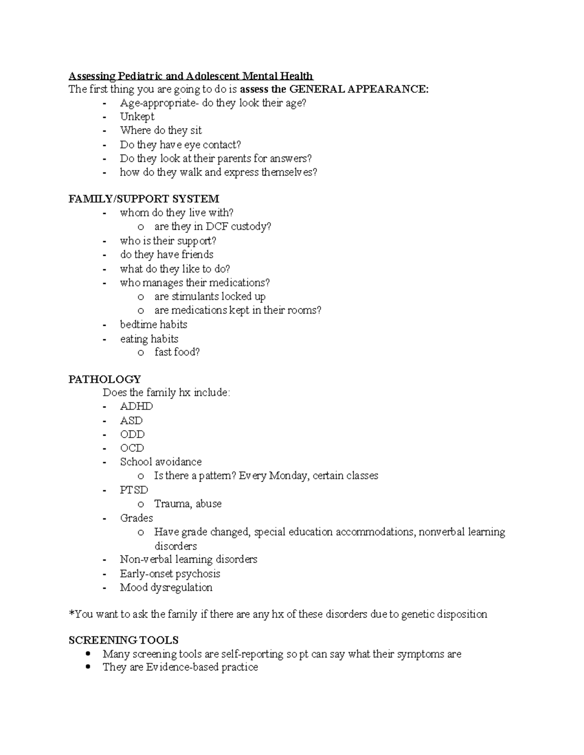 NUR806 Week 2 - Peds/Adolescents - Assessing Pediatric and Adolescent ...