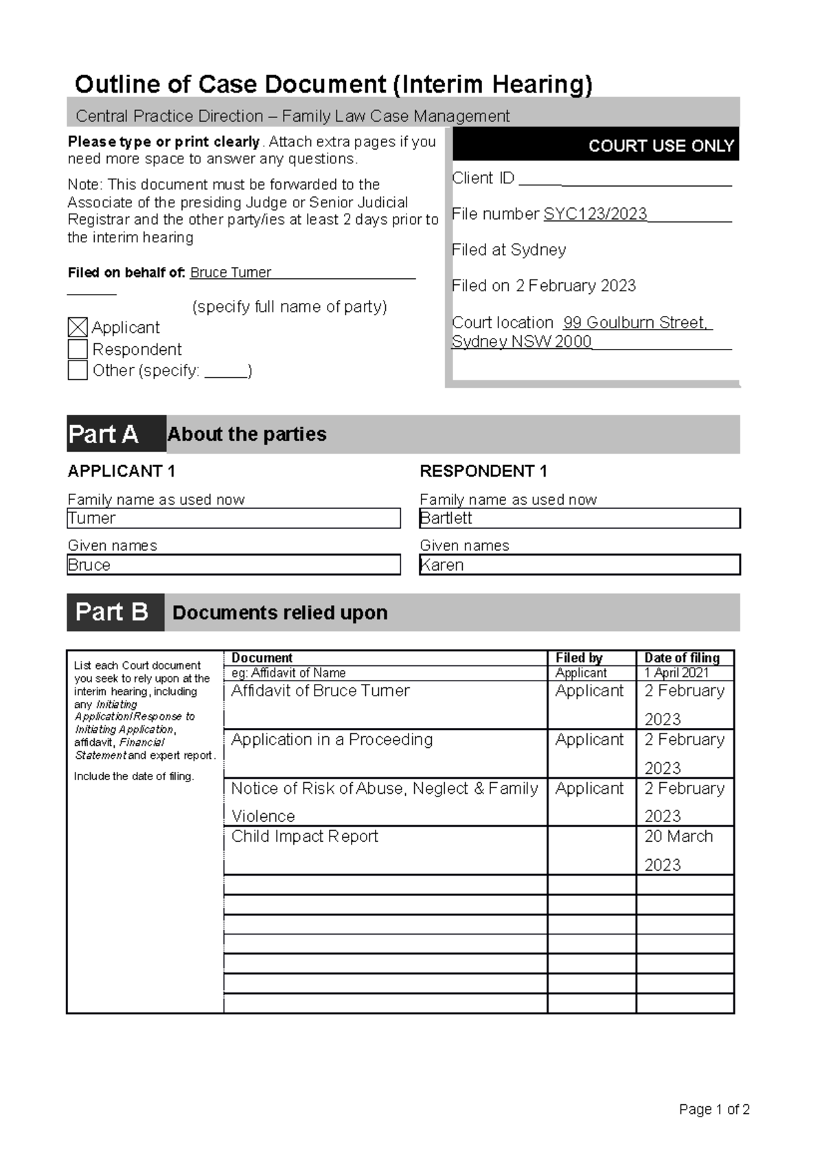 Outline Case Interim 0921V1 - Outline of Case Document (Interim Hearing ...
