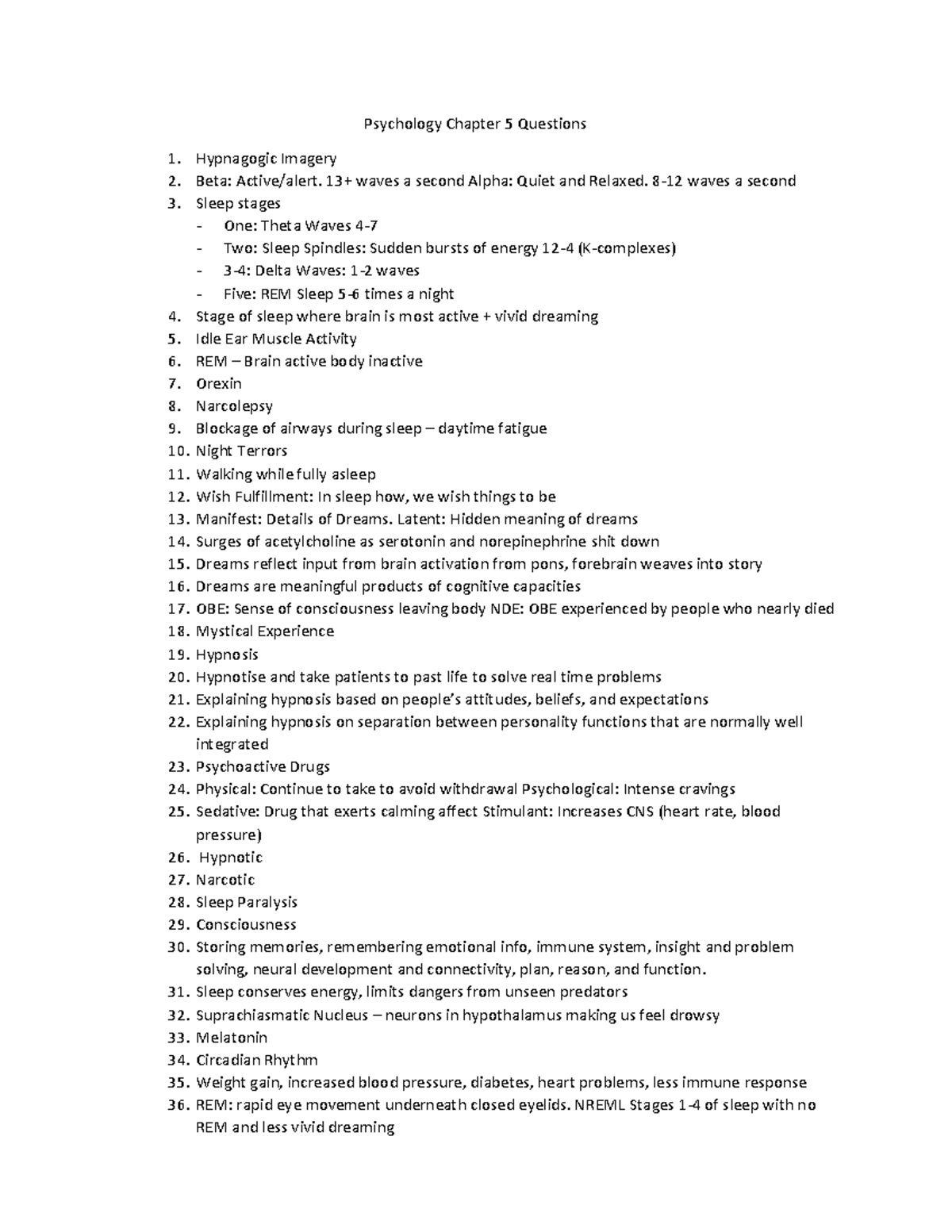 Psychology Chapter 5 Questions - Psychology Chapter 5 Questions ...
