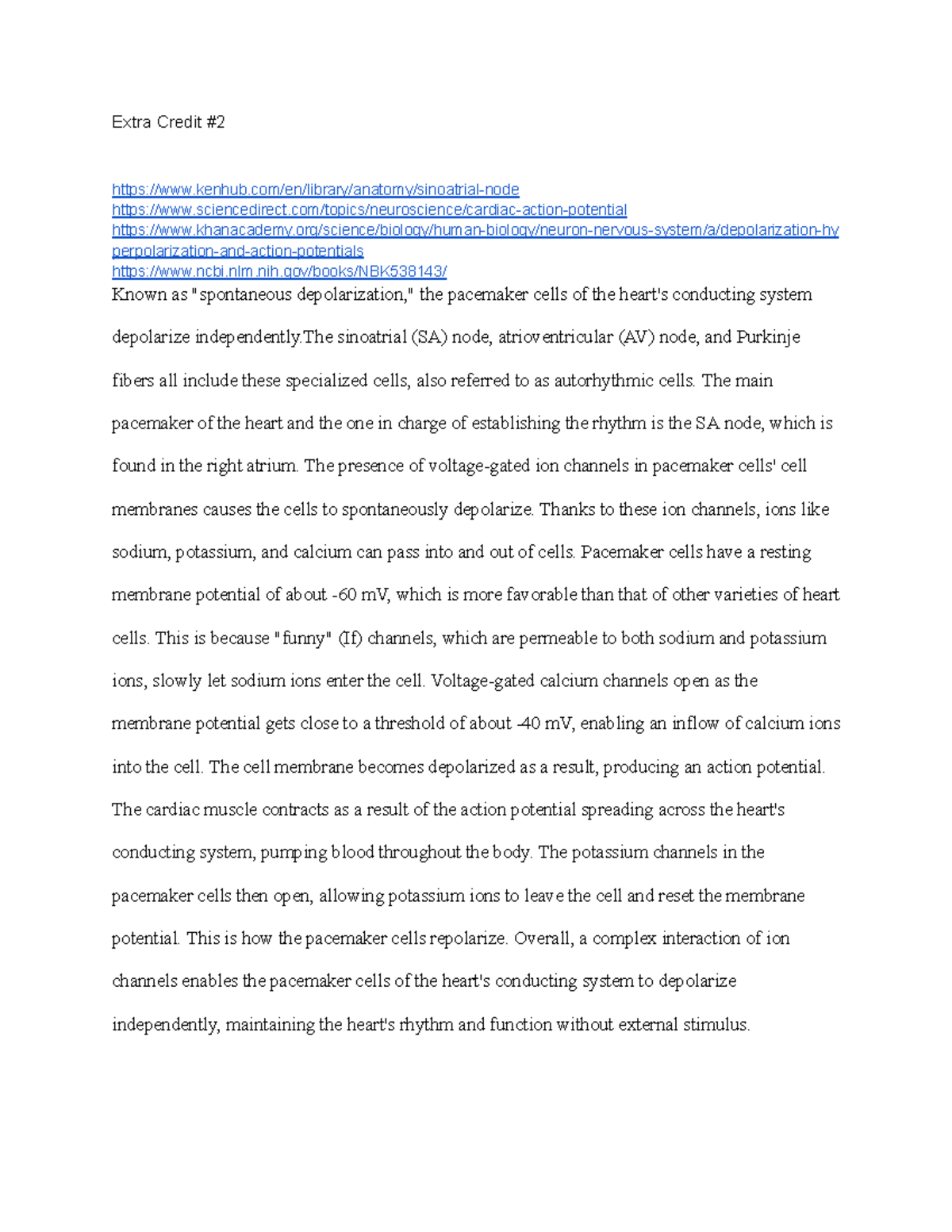 Anatomy 2 - Extra Credit # - Studocu