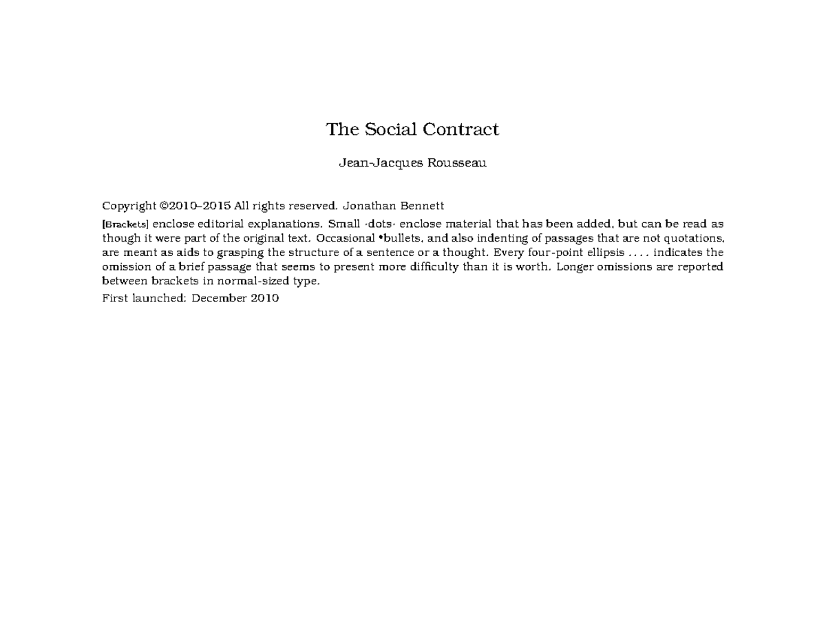 Social Contract Theory-Rousseau - The Social Contract Jean-Jacques ...