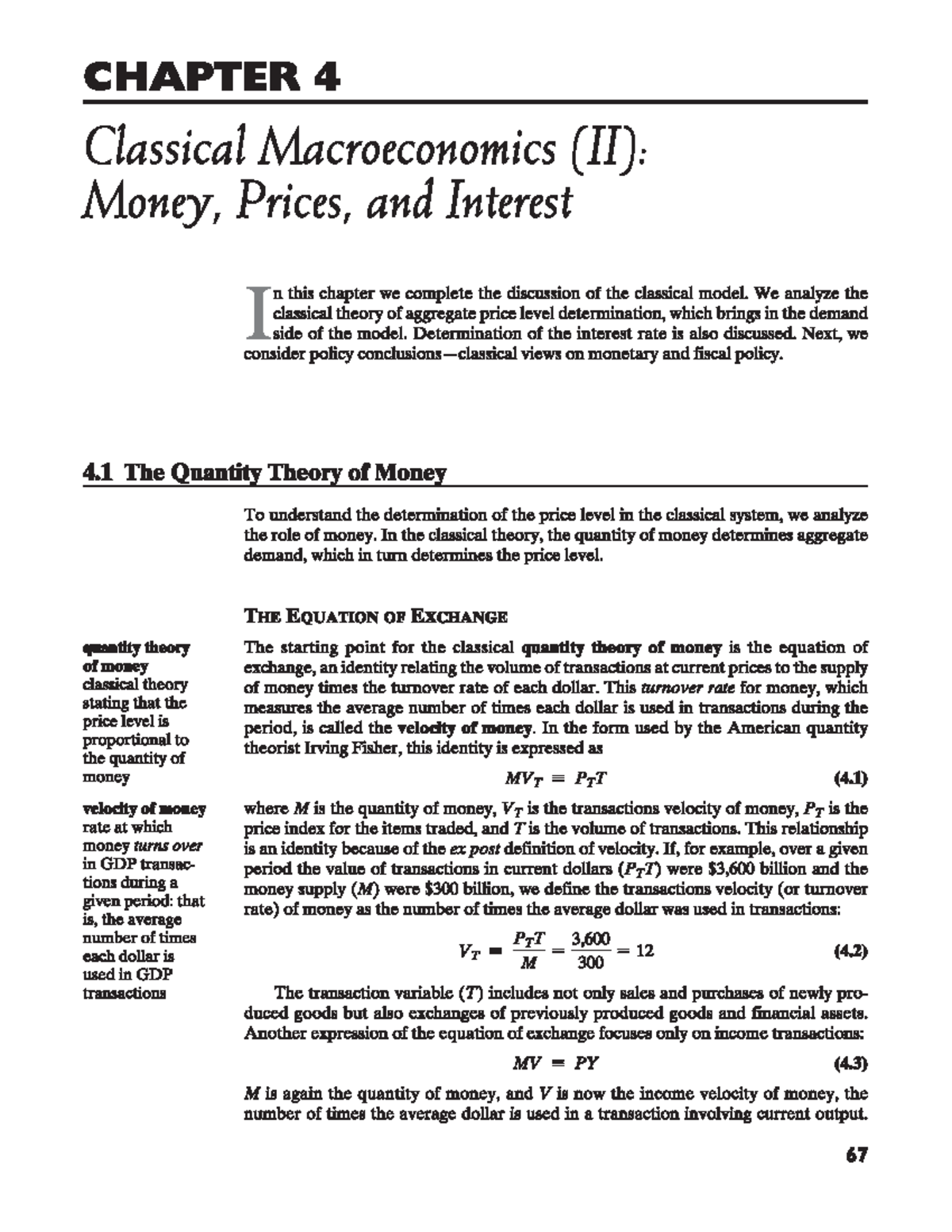 1 From Froyen QTM and Keynes vs classical - CHAPTER 4 Classical ...