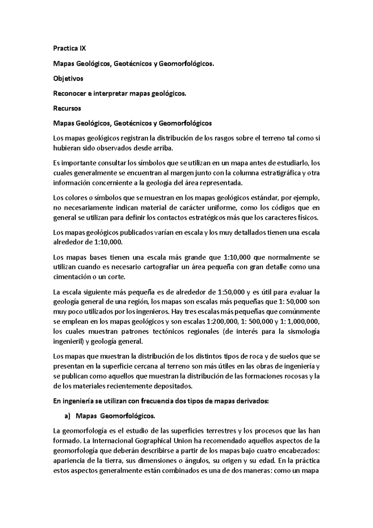 Practica IX - Disisi - Practica IX Mapas Geológicos, Geotécnicos y ...