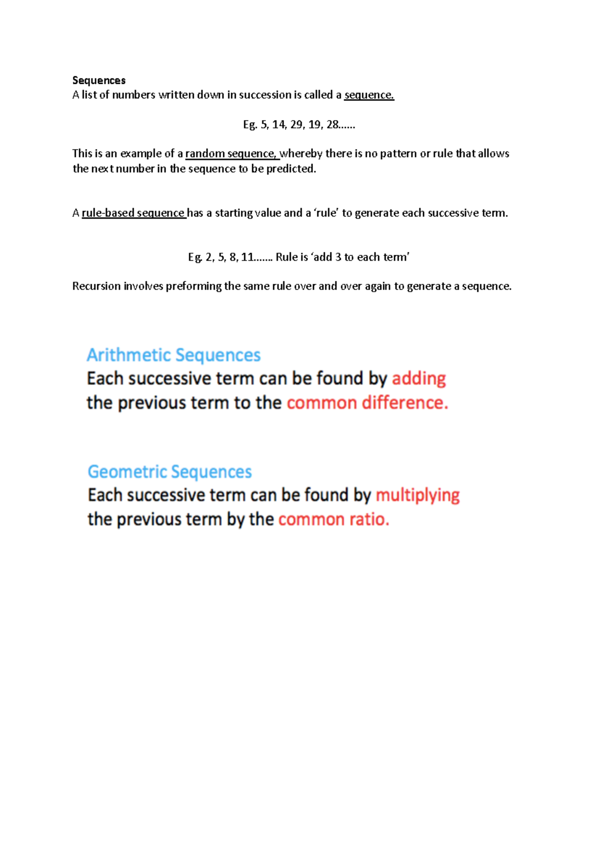 Complete Maths Notes - Sequences A list of numbers written down in ...