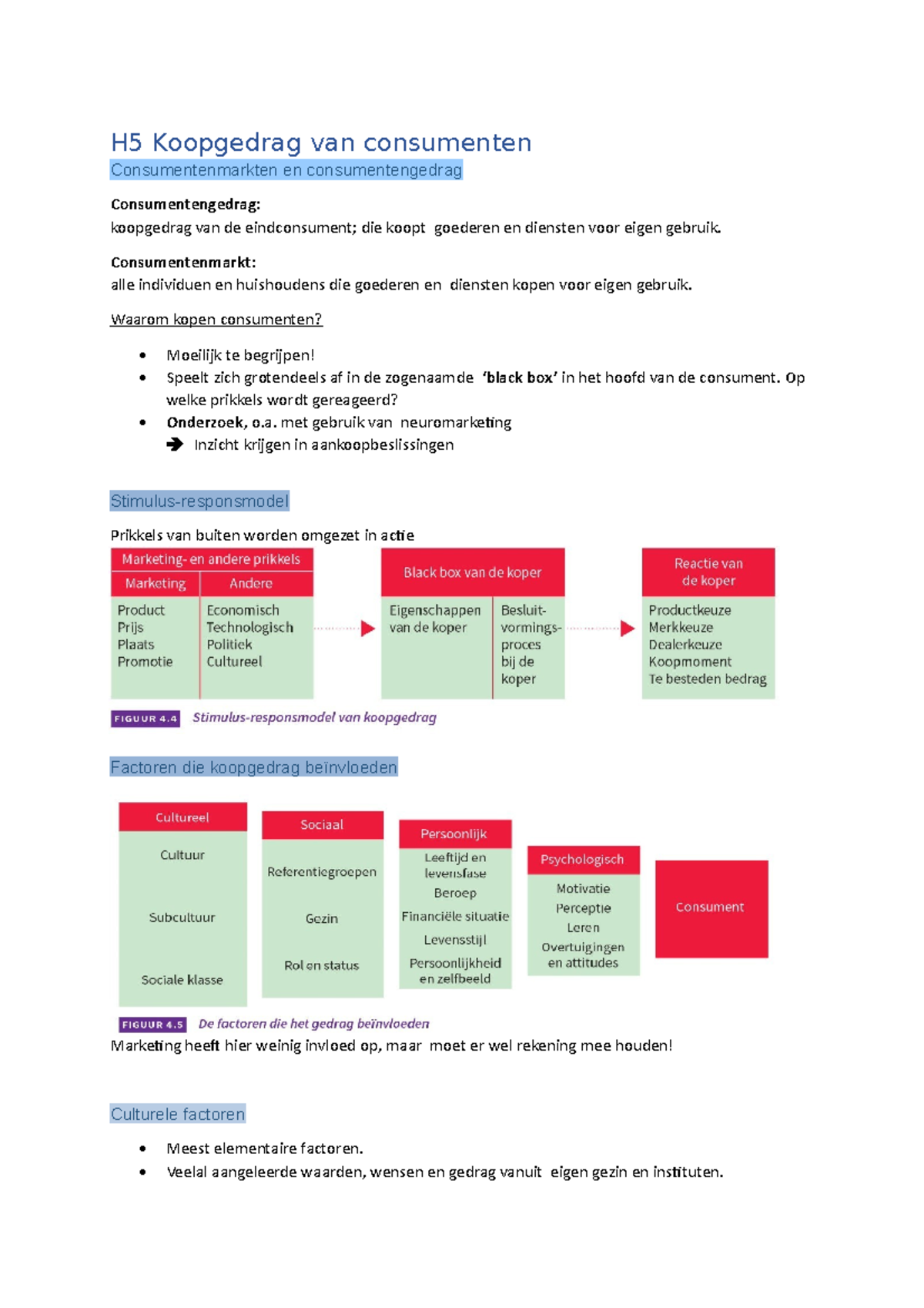 Marketing H5 - H5 Koopgedrag van consumenten Consumentenmarkten en ...