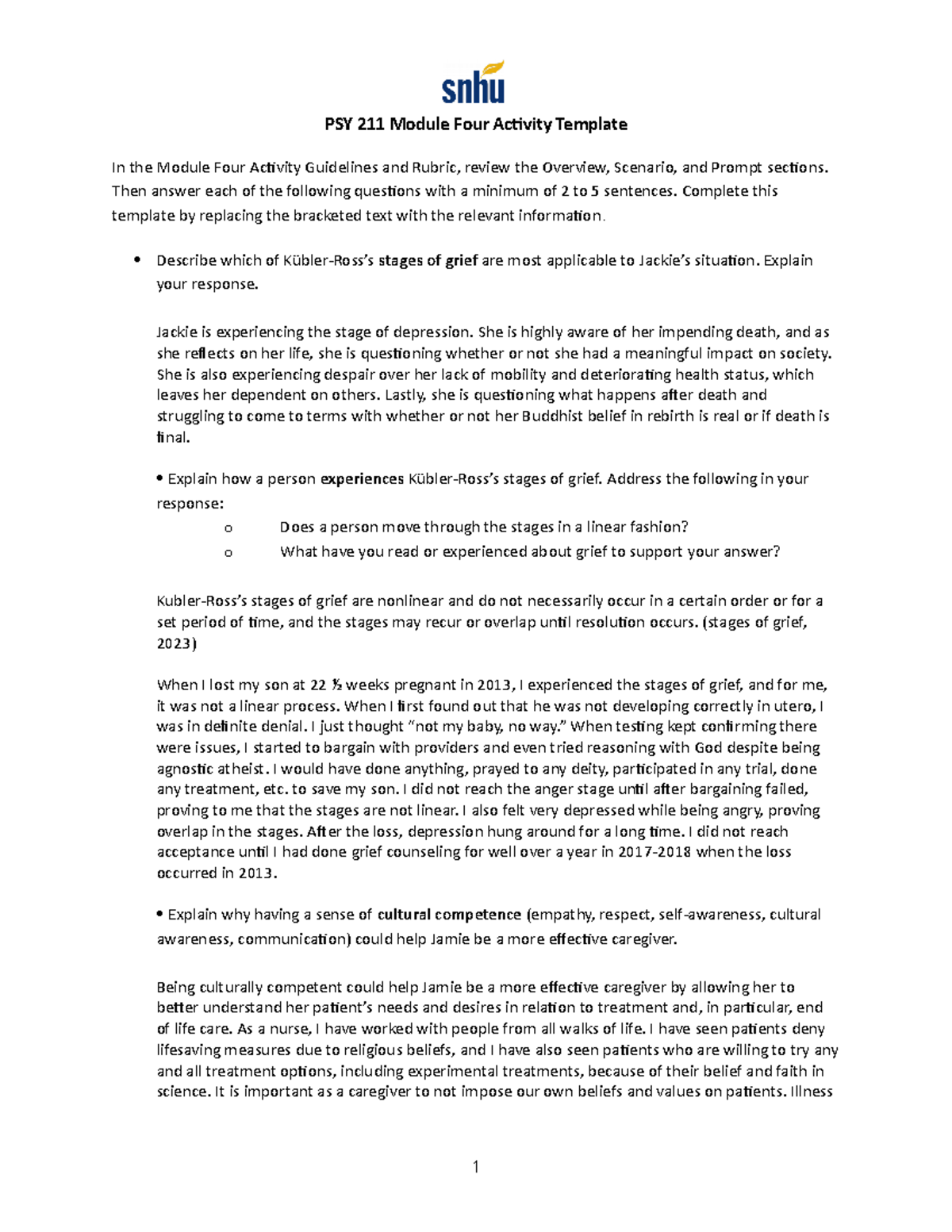 Module 4 Assignment - PSY 211 Module Four Activity Template In the ...