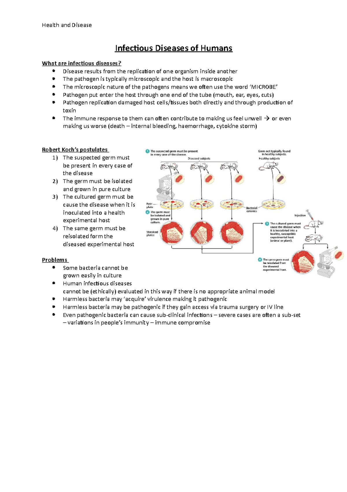 Infectious Diseases of Humans - notes - Infectious Diseases of Humans ...