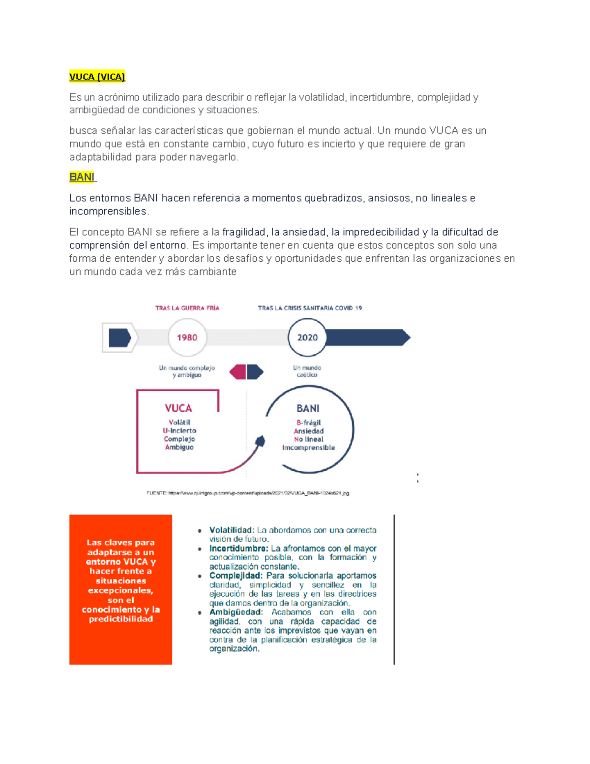 VUCA - entrenamient - VUCA (VICA) Es un acrónimo utilizado para ...