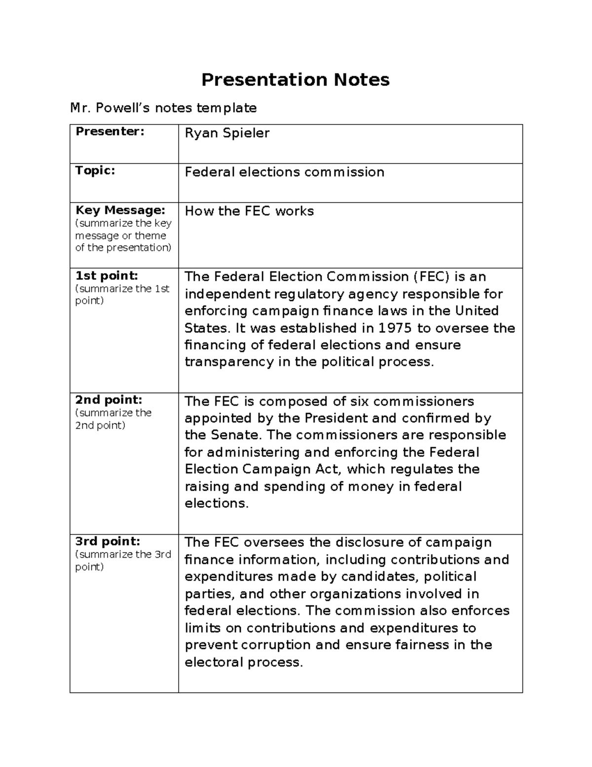 Mrpowelsnotetakingtemplate - Presentation Notes Mr. Powell’s notes ...