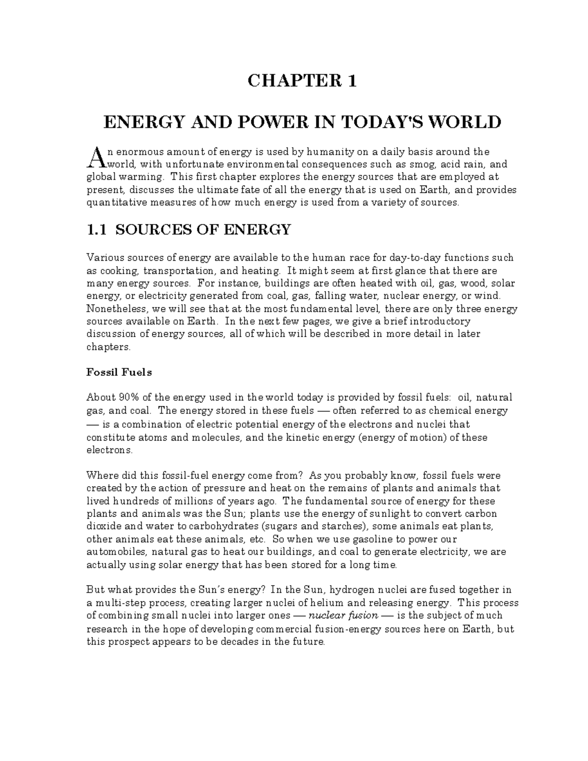 Chapter 1 Energy Physics And Environment Mc Farland Hunt Campbell ...