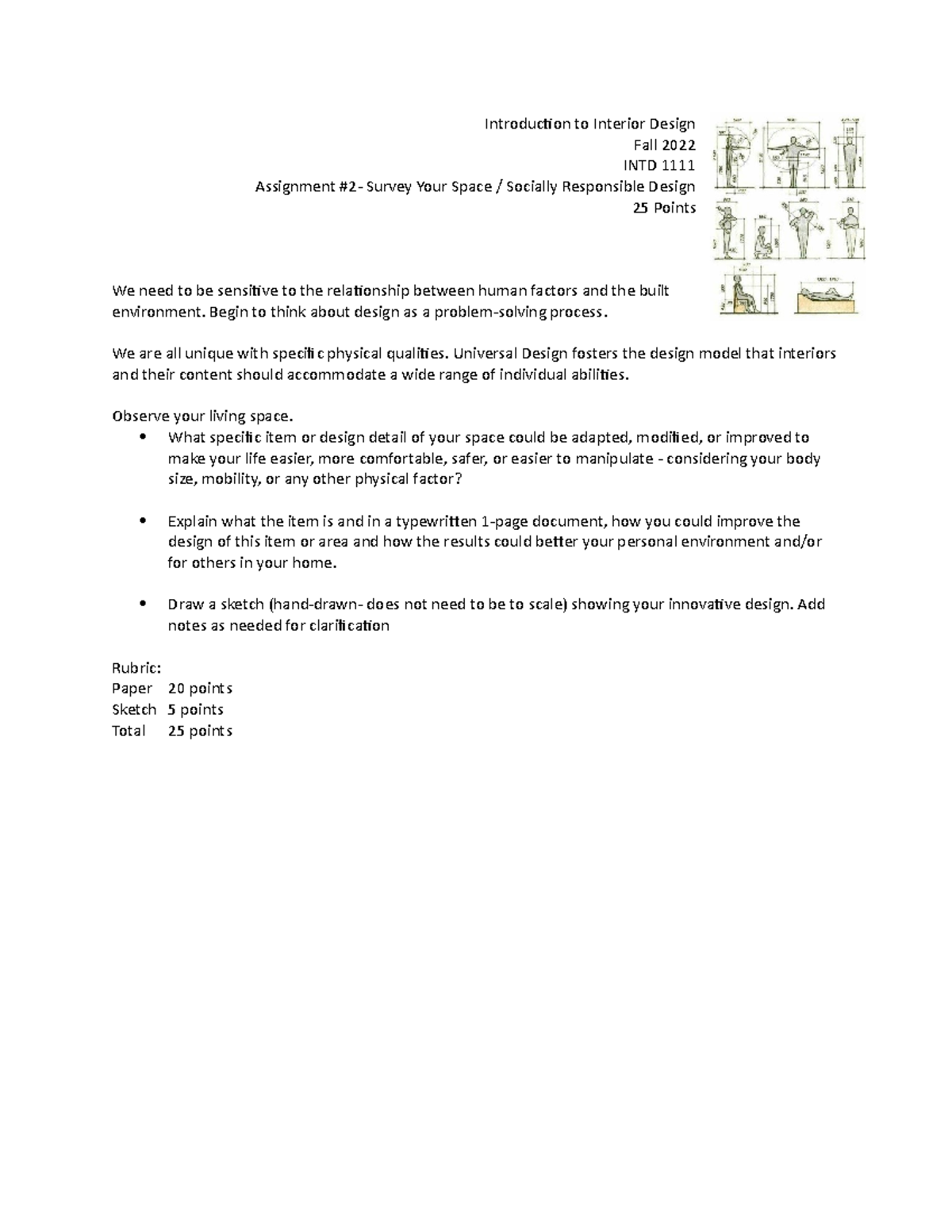 Assignment #2 Survey Your Space Fall 2022 - Introduction to Interior ...