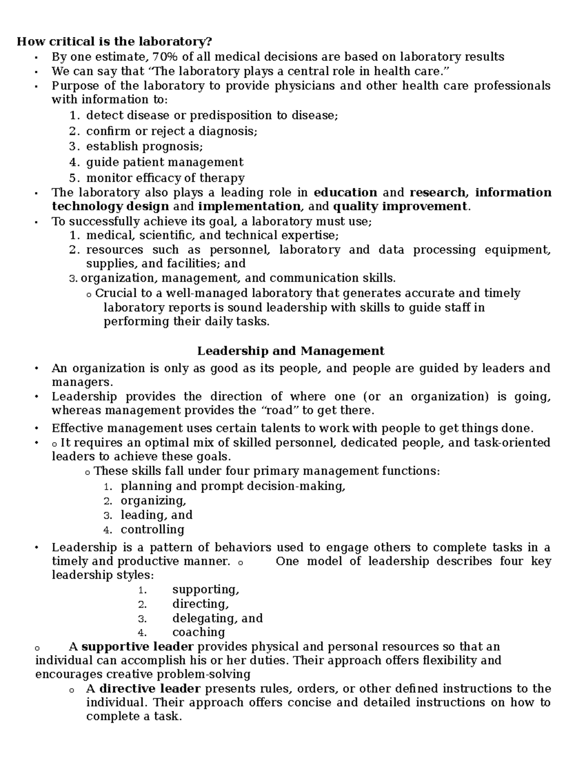 How critical is the laboratory - ” Purpose of the laboratory to provide ...