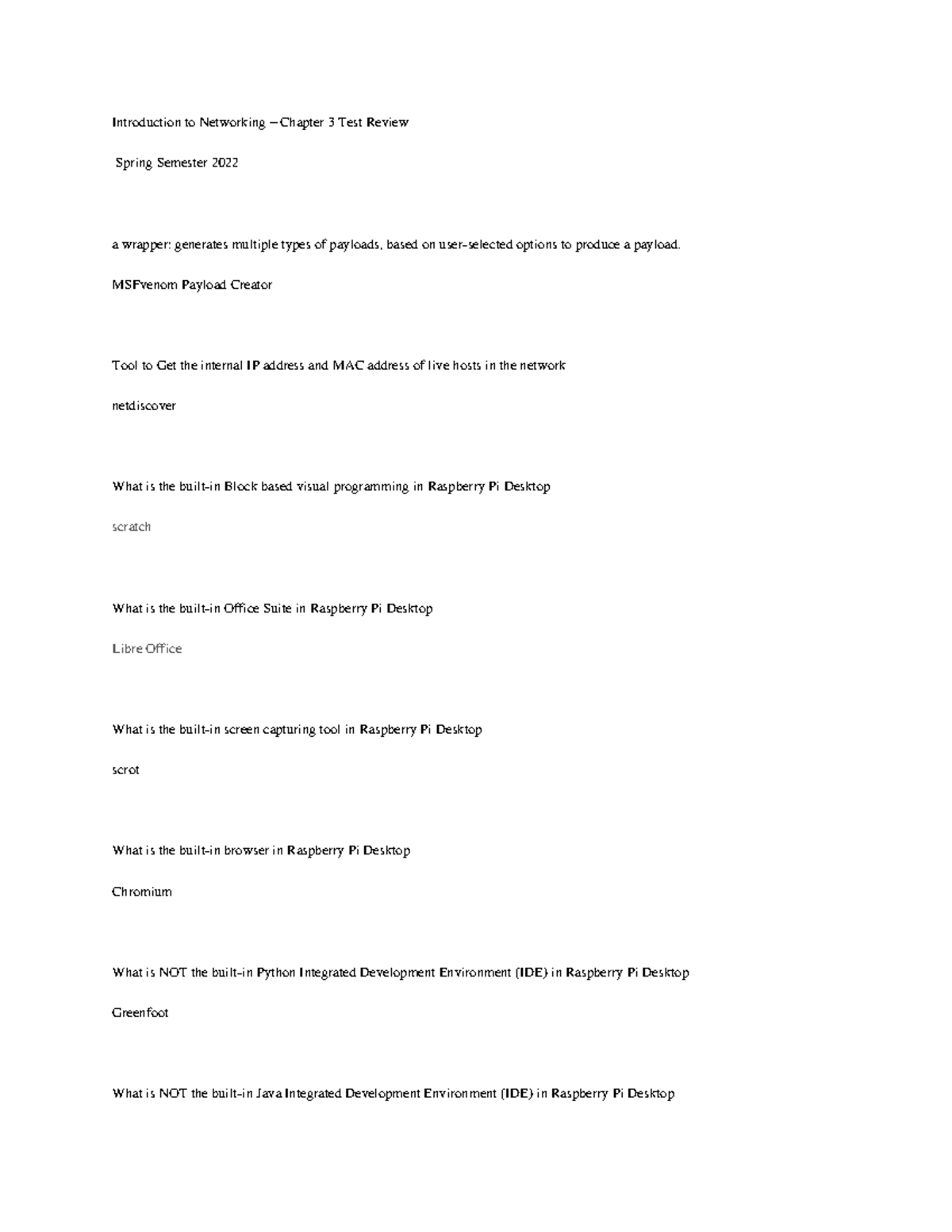 CISC180 Chapter 3 Test Review - Introduction to Networking Chapter 3 ...