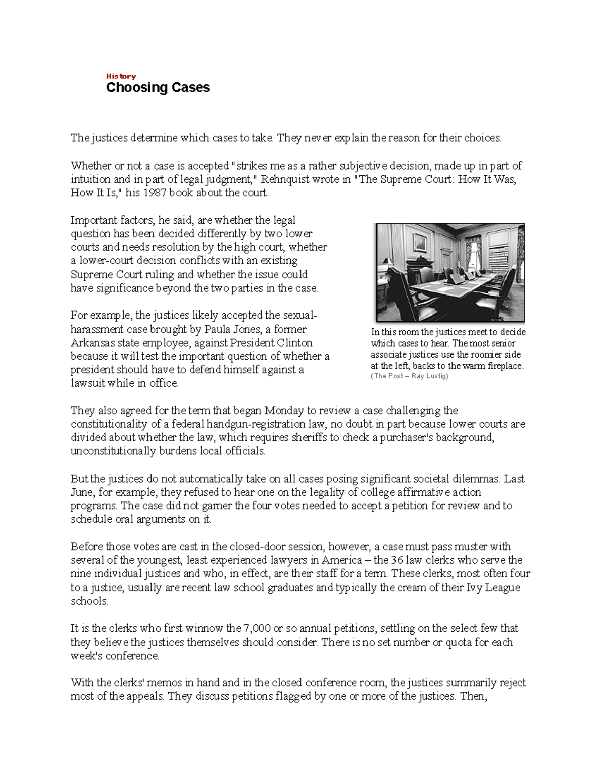 Choosing Cases - They never explain the reason for their choices ...