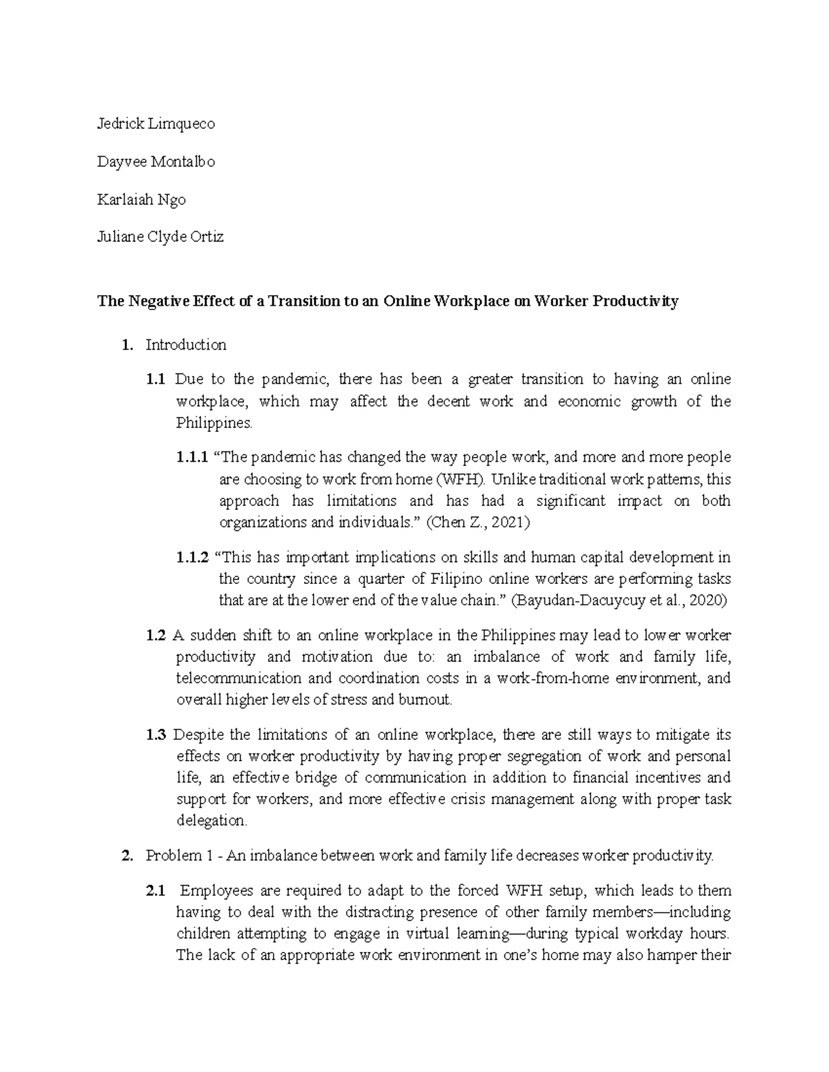 Sample PSE Sentence Outline - Jedrick Limqueco Dayvee Montalbo Karlaiah ...