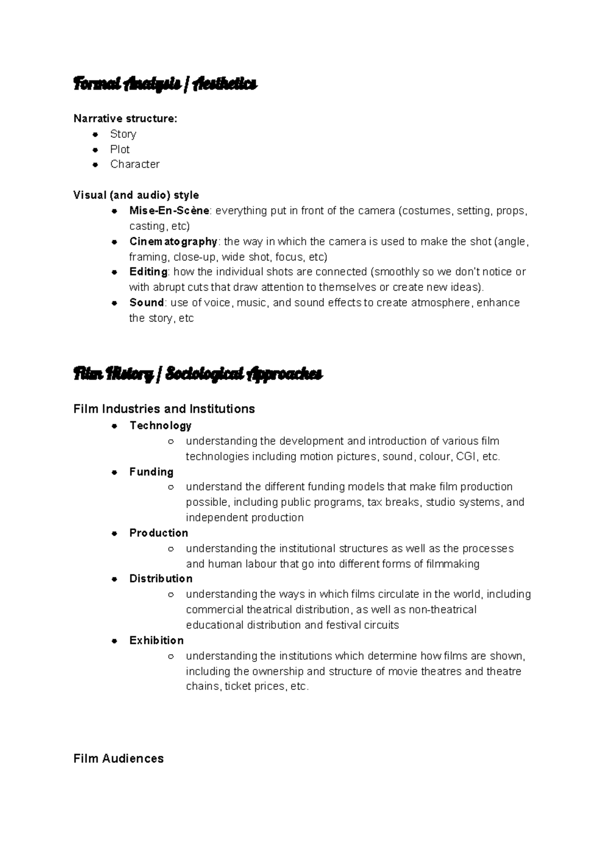 CA135 notes - Midterm content - Formal Analysis / Aesthetics Narrative ...
