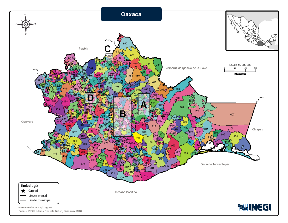 MAPA Municipios Oaxaca - Fuente: INEGI. Marco GeoestadÌstico, diciembre ...