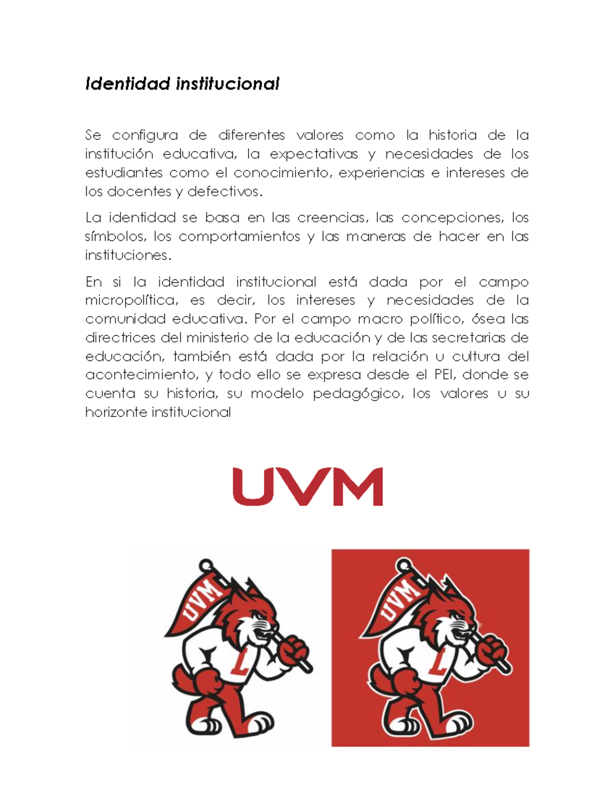 Identidad institucional - La identidad se basa en las creencias, las ...