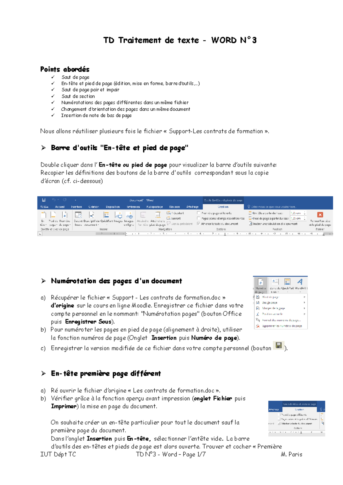 TD Word 3 - version office 2016 - TD Traitement de texte - WORD N ...