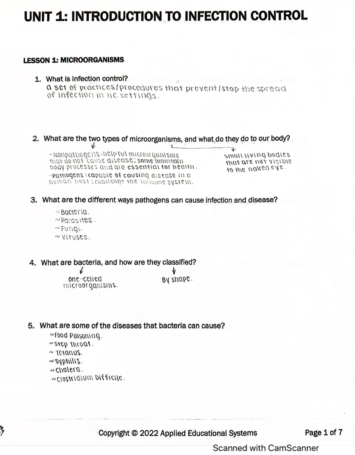Intro to Infection Control Notes - Studocu