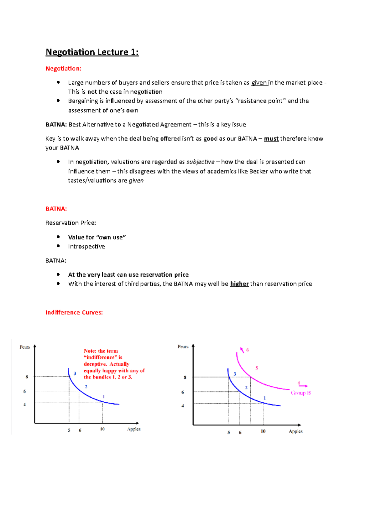 Lecture 1 BATNA - Negotiation Lecture 1: Negotiation: Large numbers of ...