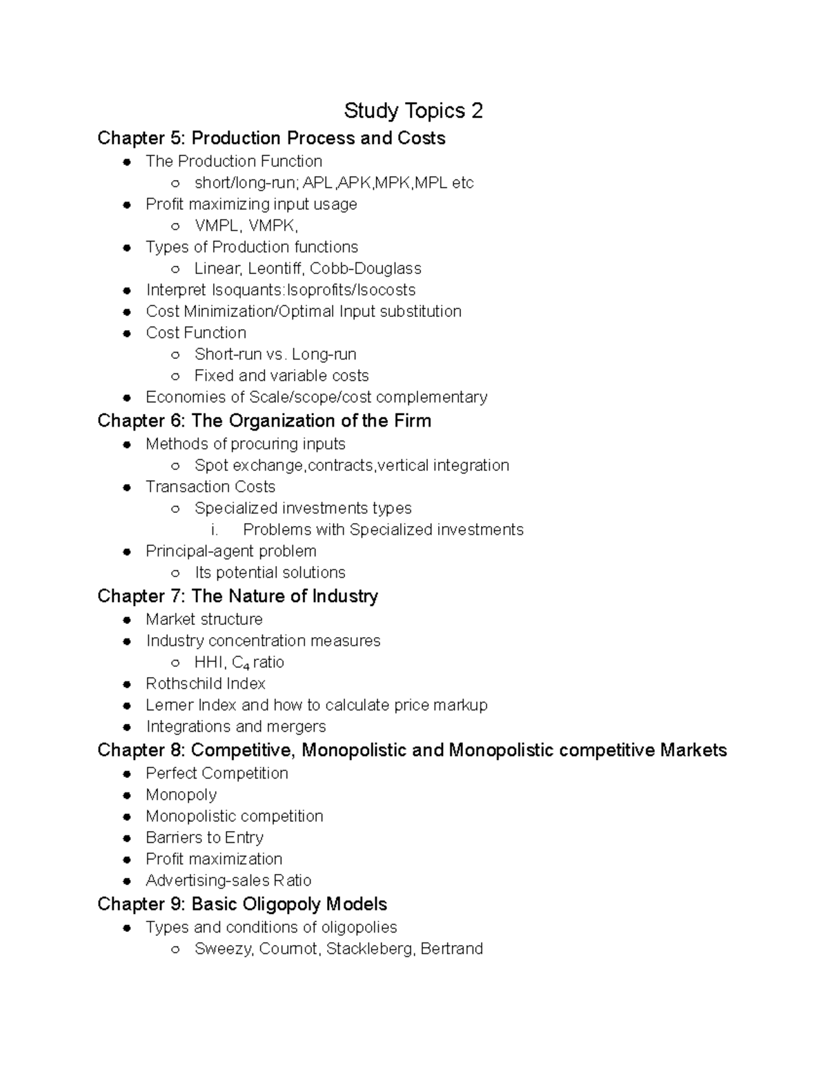 Test 2 Study Topic List - Notes for the test - Study Topics 2 Chapter 5 ...