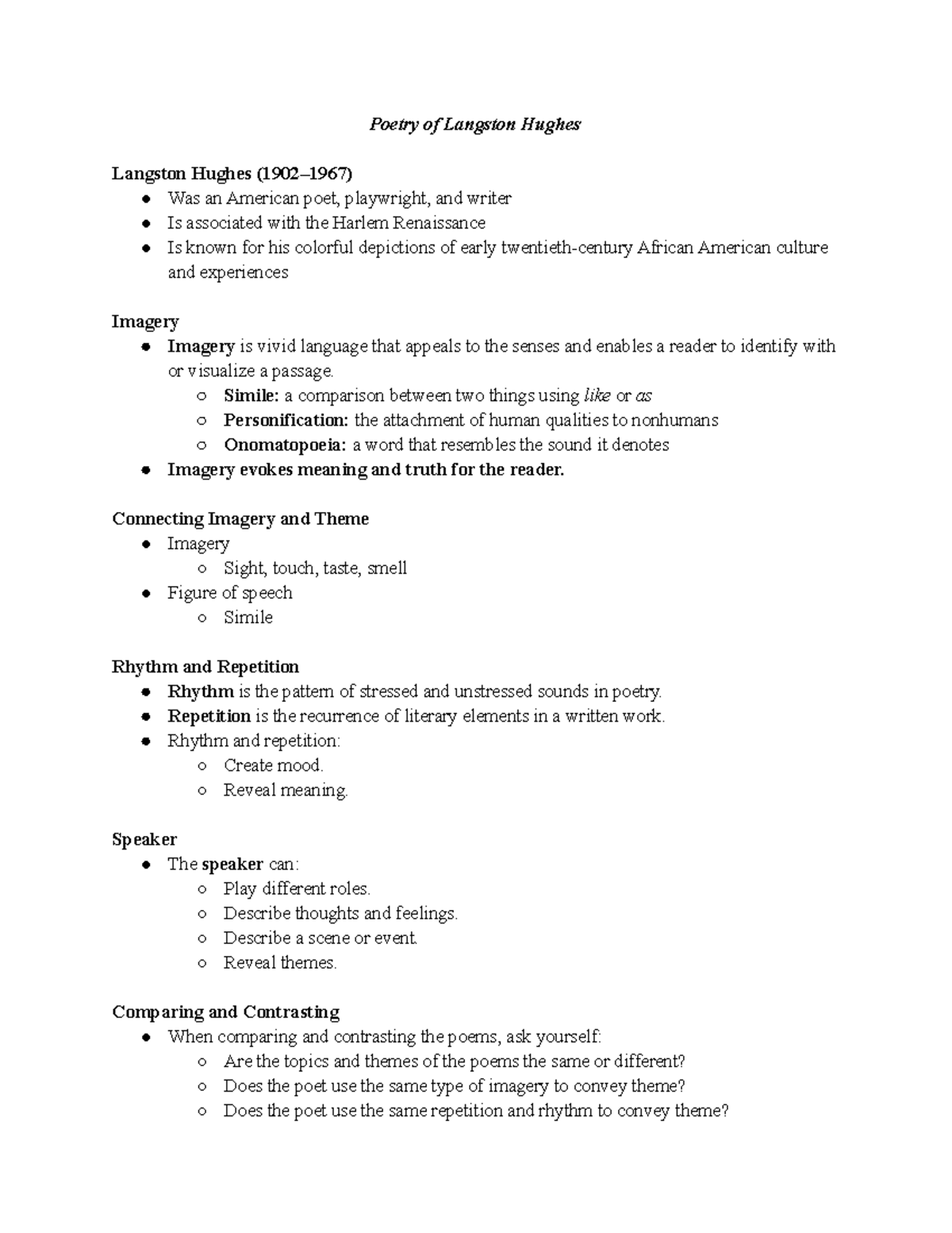 English (75%) - Poetry of Langston Hughes Langston Hughes (1902–1967 ...