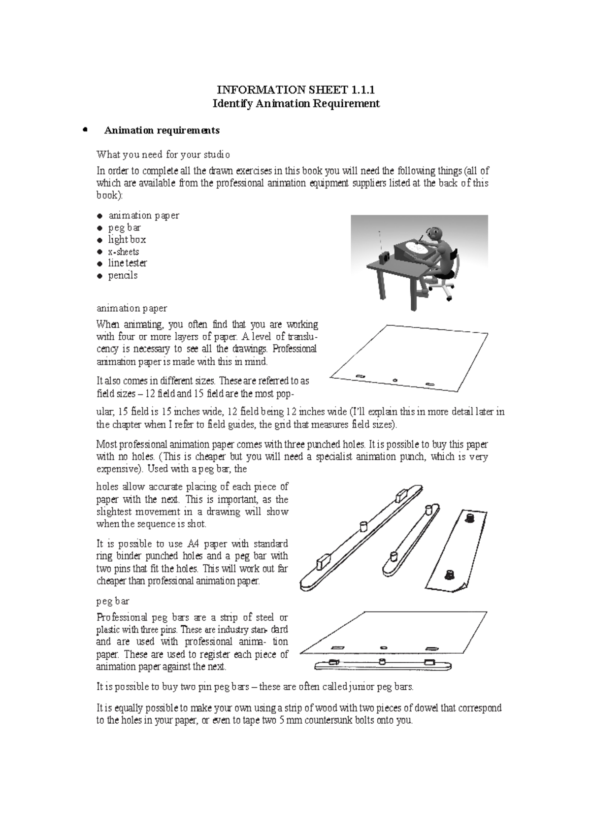 Information Sheet 1 - N/A - INFORMATION SHEET 1. Identify Animation ...