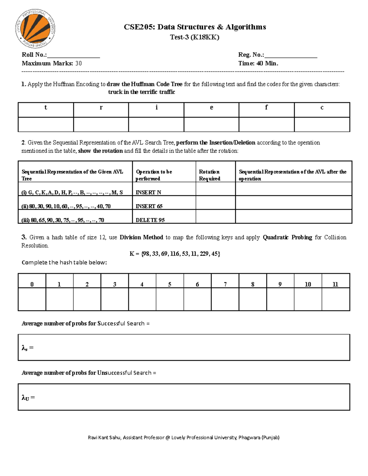 Test3 CSE205 K18KK - practice well, data structures are very essential ...