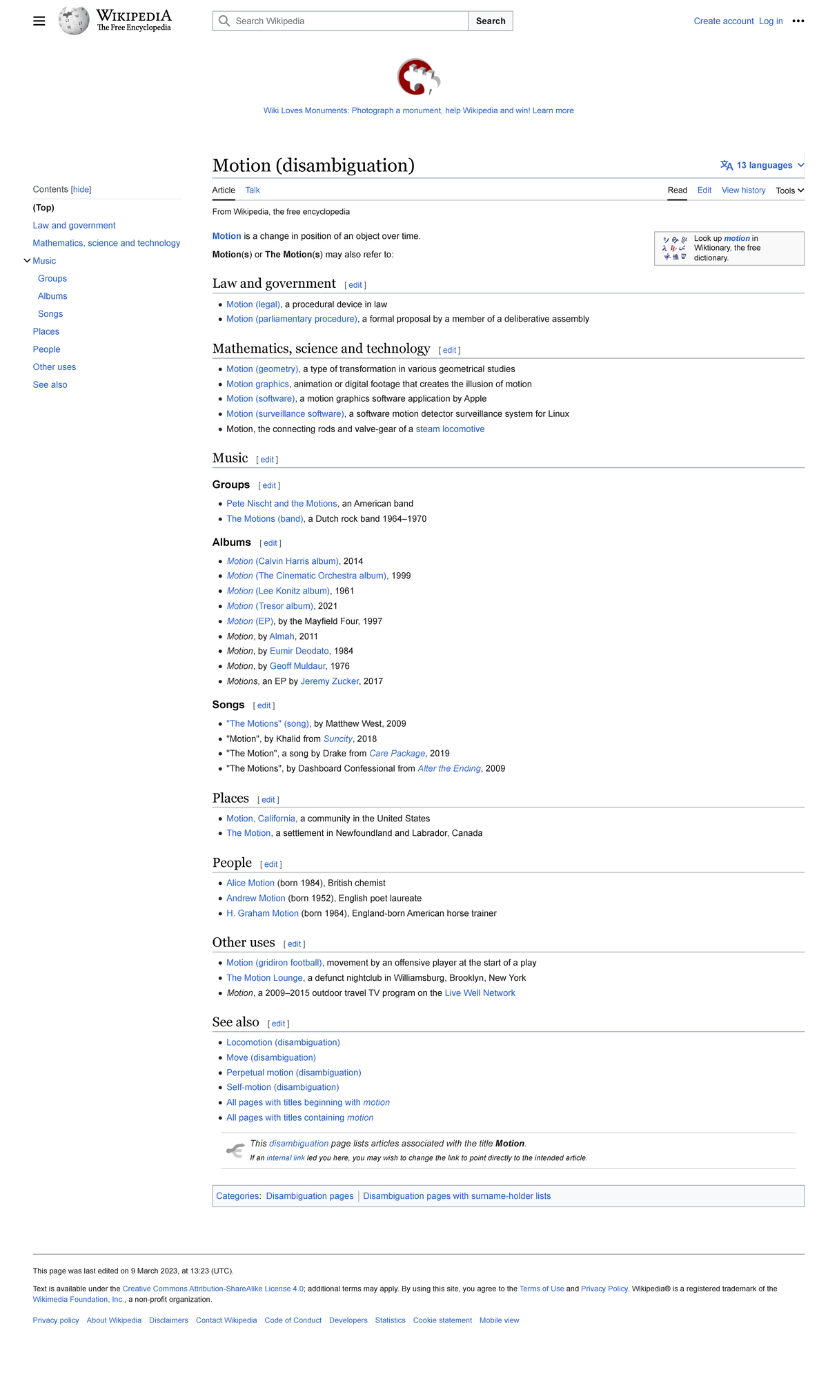 Motion (disambiguation) - Wikipedia - Privacy policy About Wikipedia ...