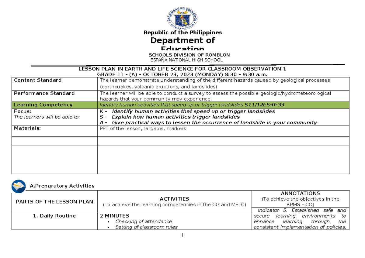 4CO1-DLP - Sci - Department of Education SCHOOLS DIVISION OF ROMBLON ...
