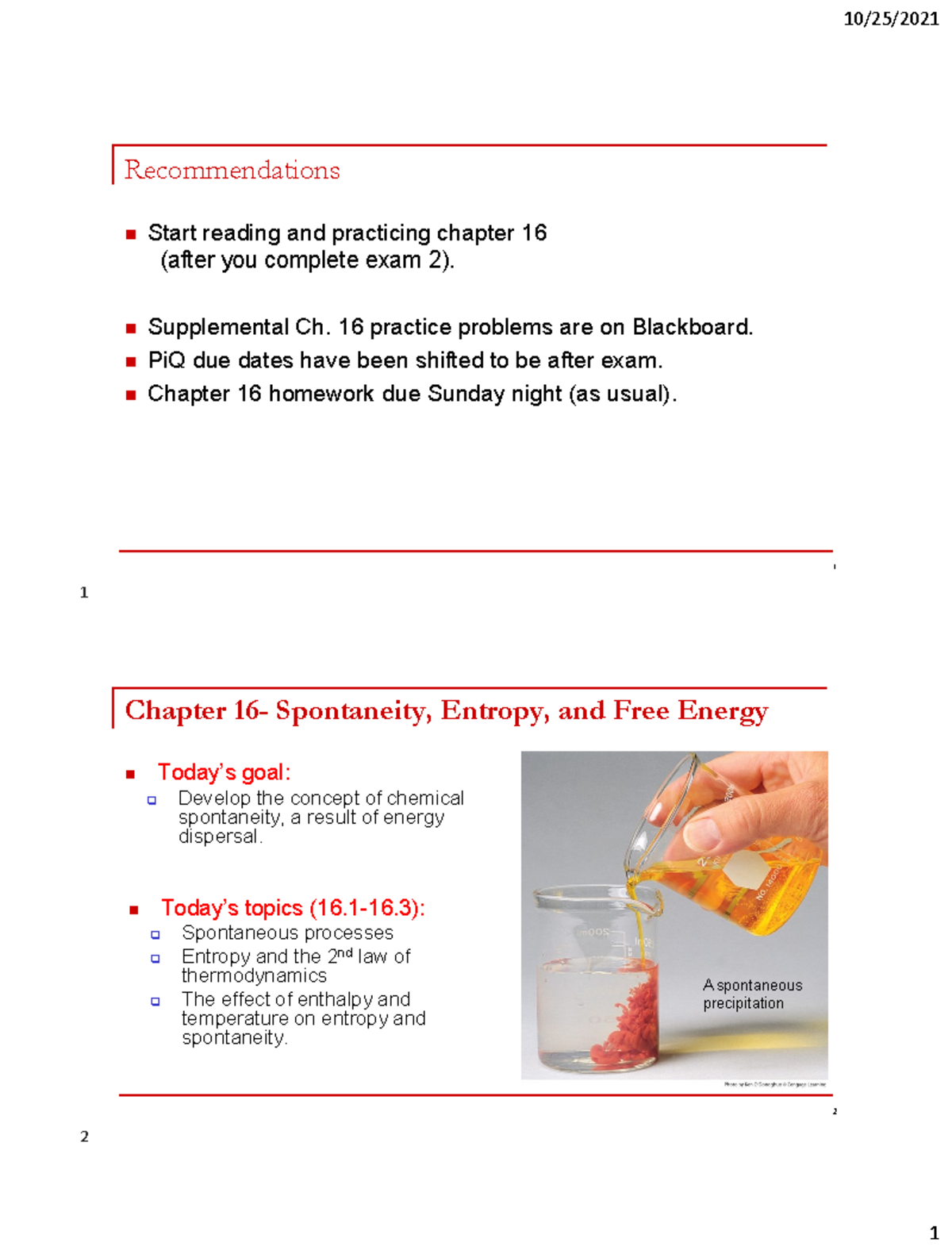 CH16 Lecture 1 Notes - 1 Recommendations Start reading and practicing ...