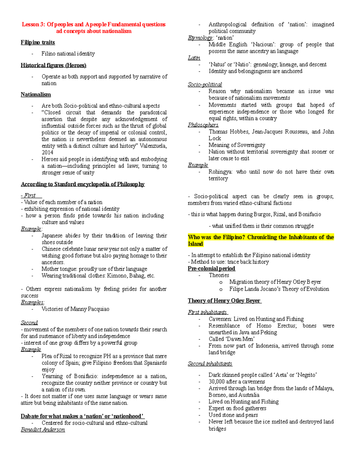 Lesson 3 - Lesson 3: Of peoples and A people Fundamental questions ad ...