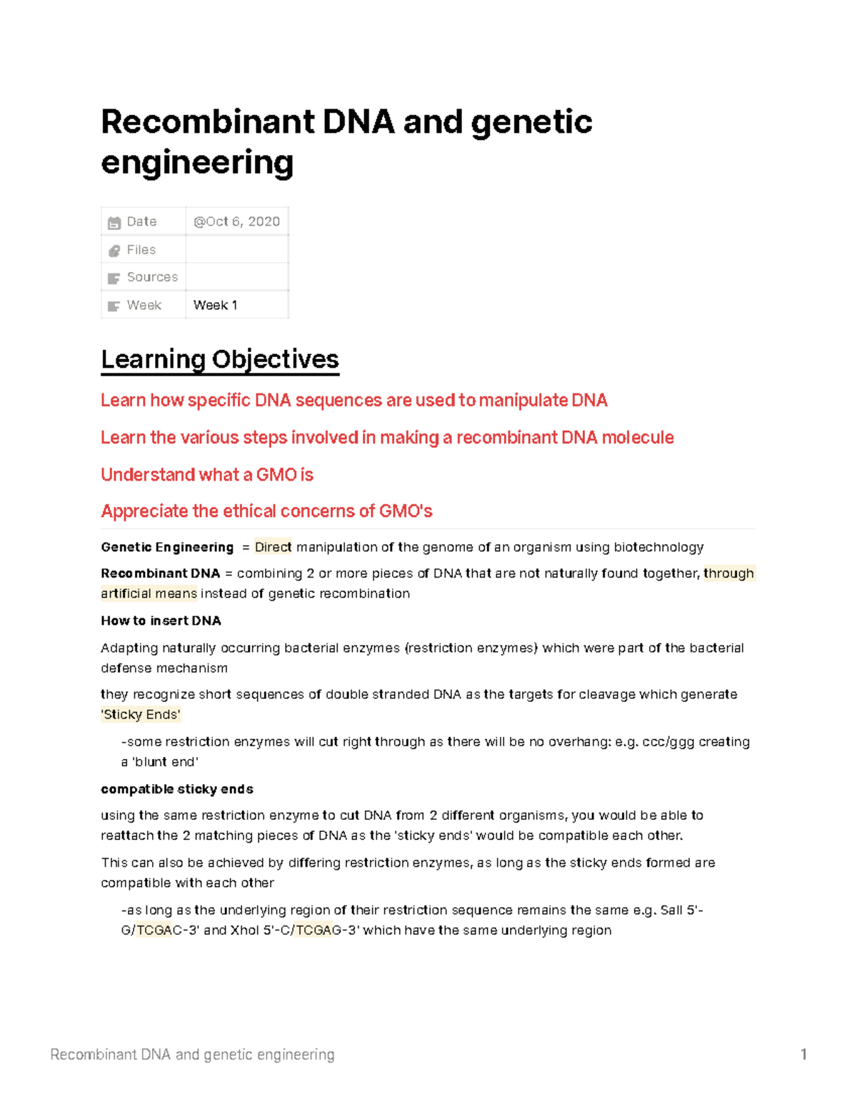 Recombinant DNA and genetic engineering - Recombinant DNA and genetic ...